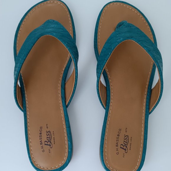 G.H. Bass & Co. | Shoes | Bass Flip Flop Type Sandals Size 5 Turquoise ...